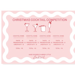 Christmas Cocktail Score Card, Cocktail Completion - Etsy