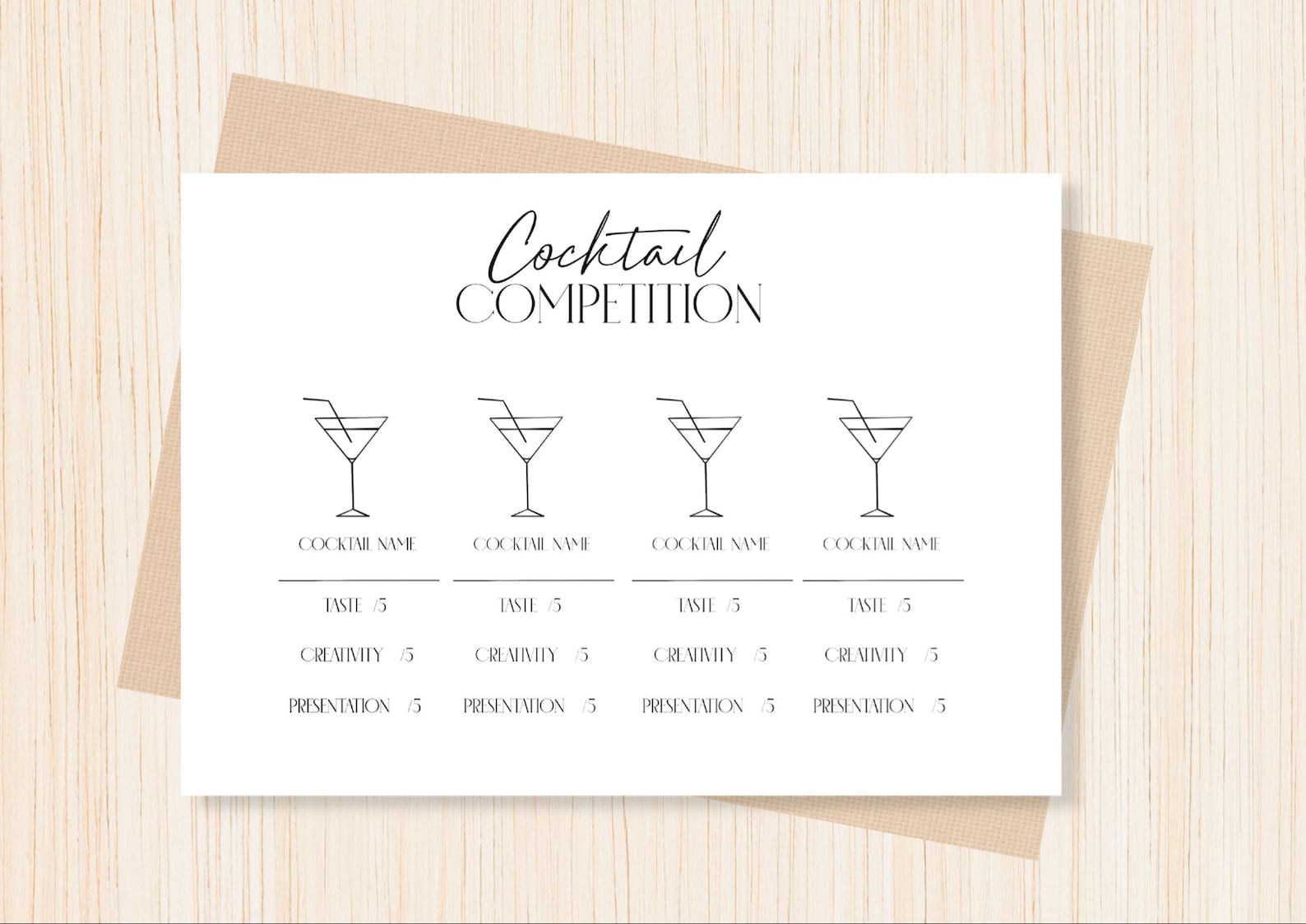 Cocktail Competition Score Card, Instant Download Cocktail Wars - Etsy