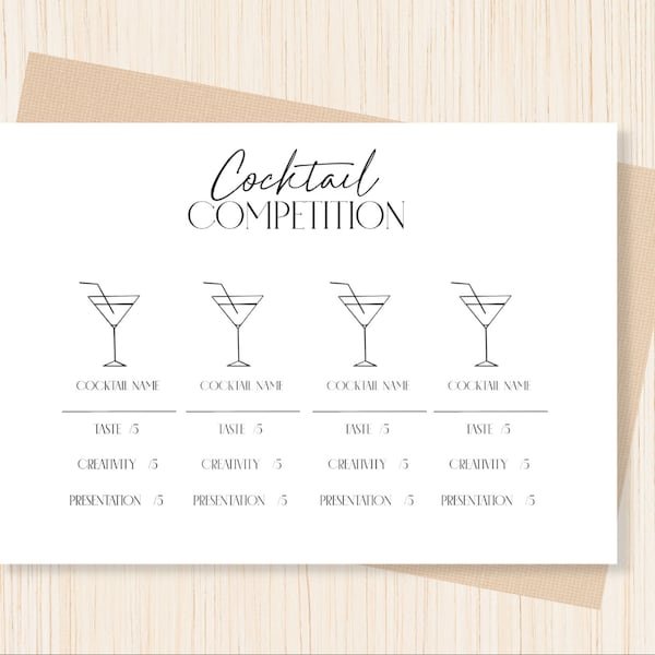 Cocktail Contest Score Card - Etsy
