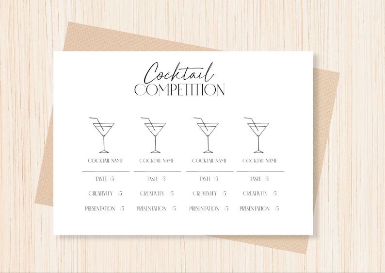 Cocktail Competition Score Card, Instant Download Cocktail Wars - Etsy