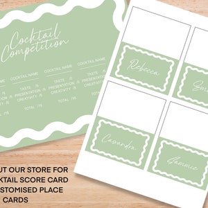 Cocktail Score Card, Cocktail Competition Cocktail War - Etsy