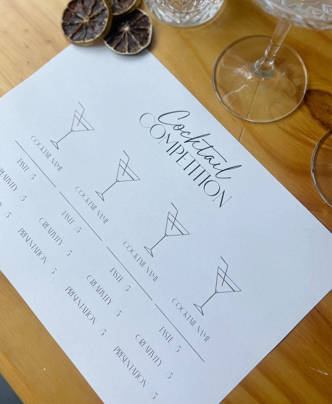 Cocktail Competition Score Card, Instant Download Cocktail Wars - Etsy