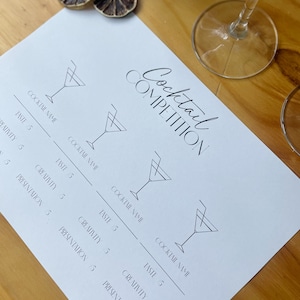 Cocktail Competition Score Card, Instant Download Cocktail Wars - Etsy