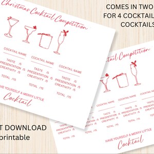 CHRISTMAS COCKTAIL Competition Score Card - Etsy