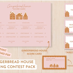 Ginger Bread House Competition Score Card, Name Card and Table Cards ...