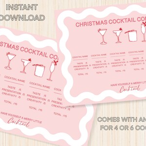 Christmas Cocktail Score Card, Cocktail Completion - Etsy