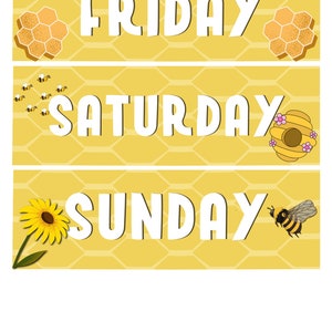 Days of the Week Instant Download Bumblebees Printable - Etsy