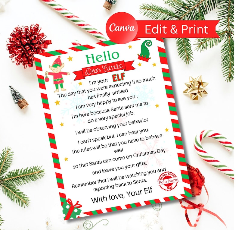 Editable Elf Arrival Letter Christmas Elf Letter Welcome Elf Festive ...
