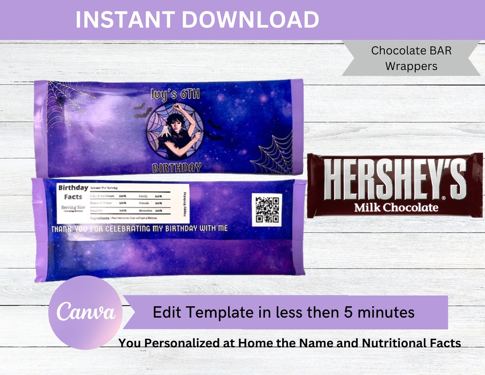Wednesday Chocolate Wrappers, Wednesday Templates, Wednesday Birthday ...