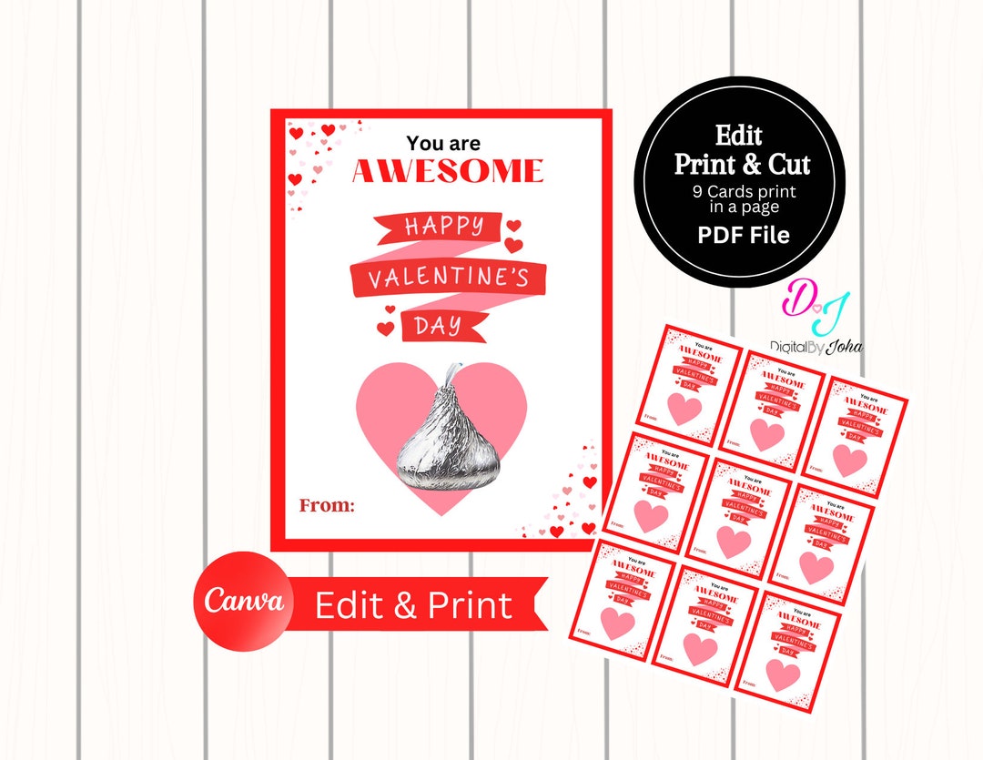 Vatentines Card, Editable Valentines Card, Kids Valentines Class Card ...
