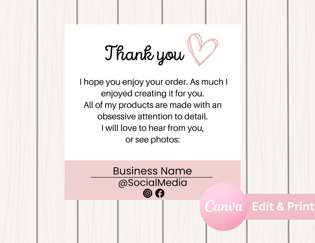 Editable Small Business Thank You Cards, Small Business Thank You Card ...