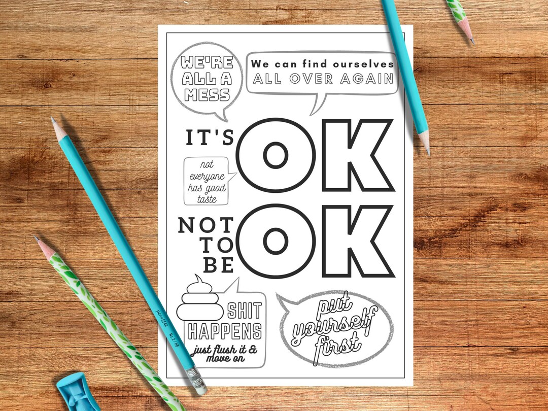 Its OK Not to Be OK Coloring Page Instant Digital - Etsy