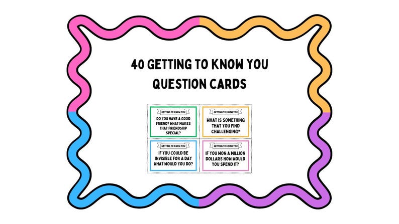 40 Getting to Know You Student Therapy Question Cards - Etsy