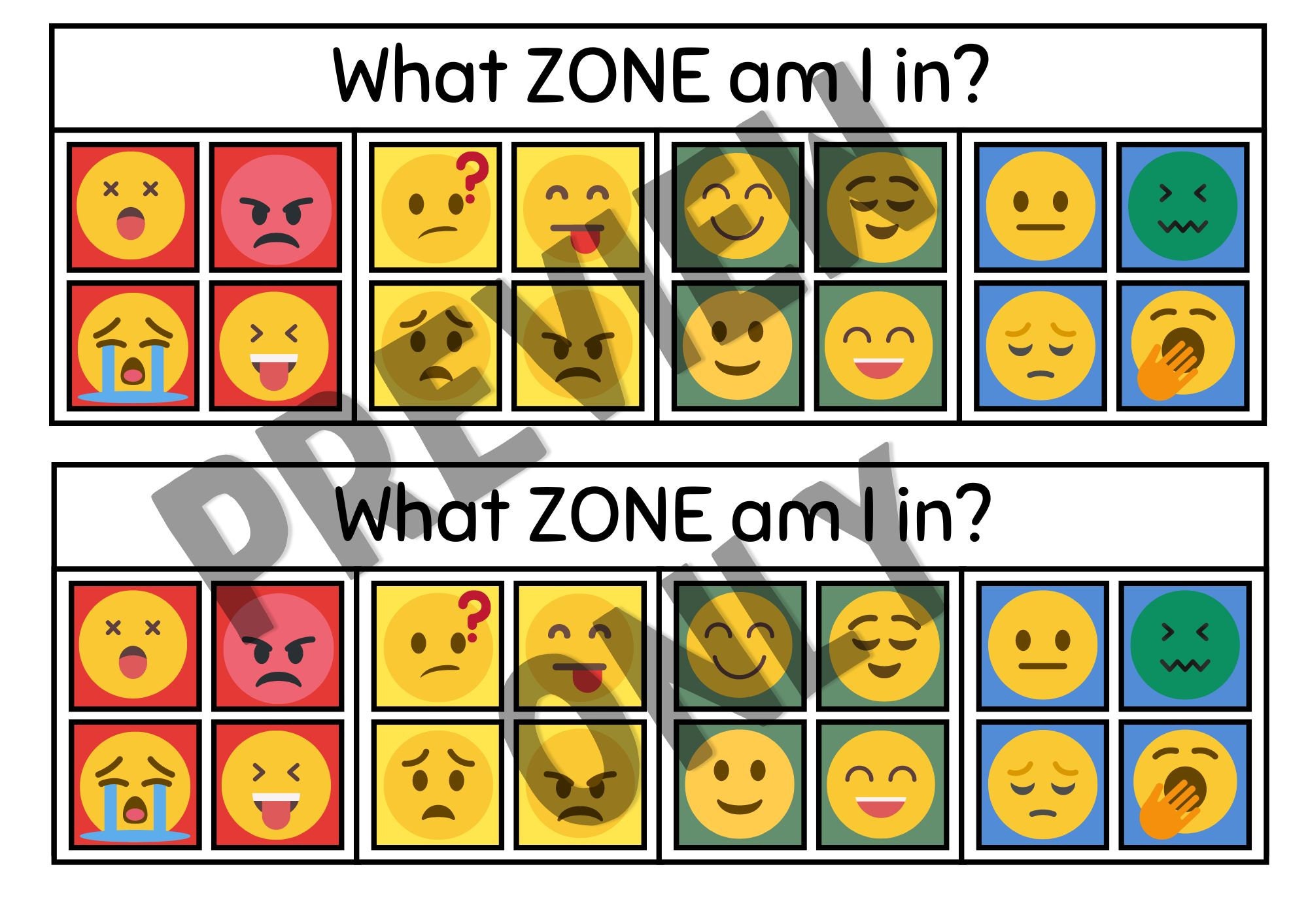 Zones of Regulation Check-in Chart Calming Tools, Understanding ...