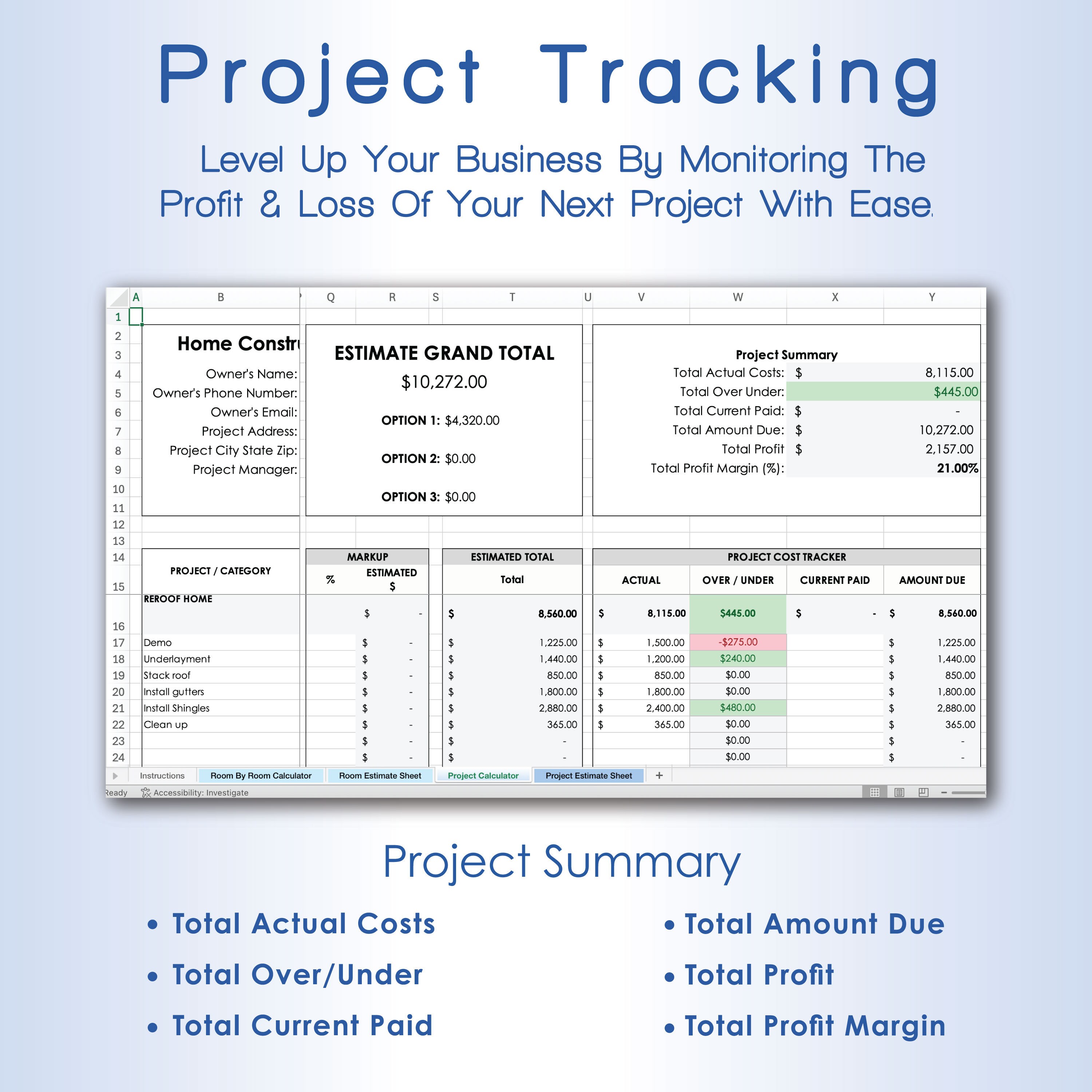 Ultimate Construction Estimate Calculator Pro, Subcontractor Bid ...