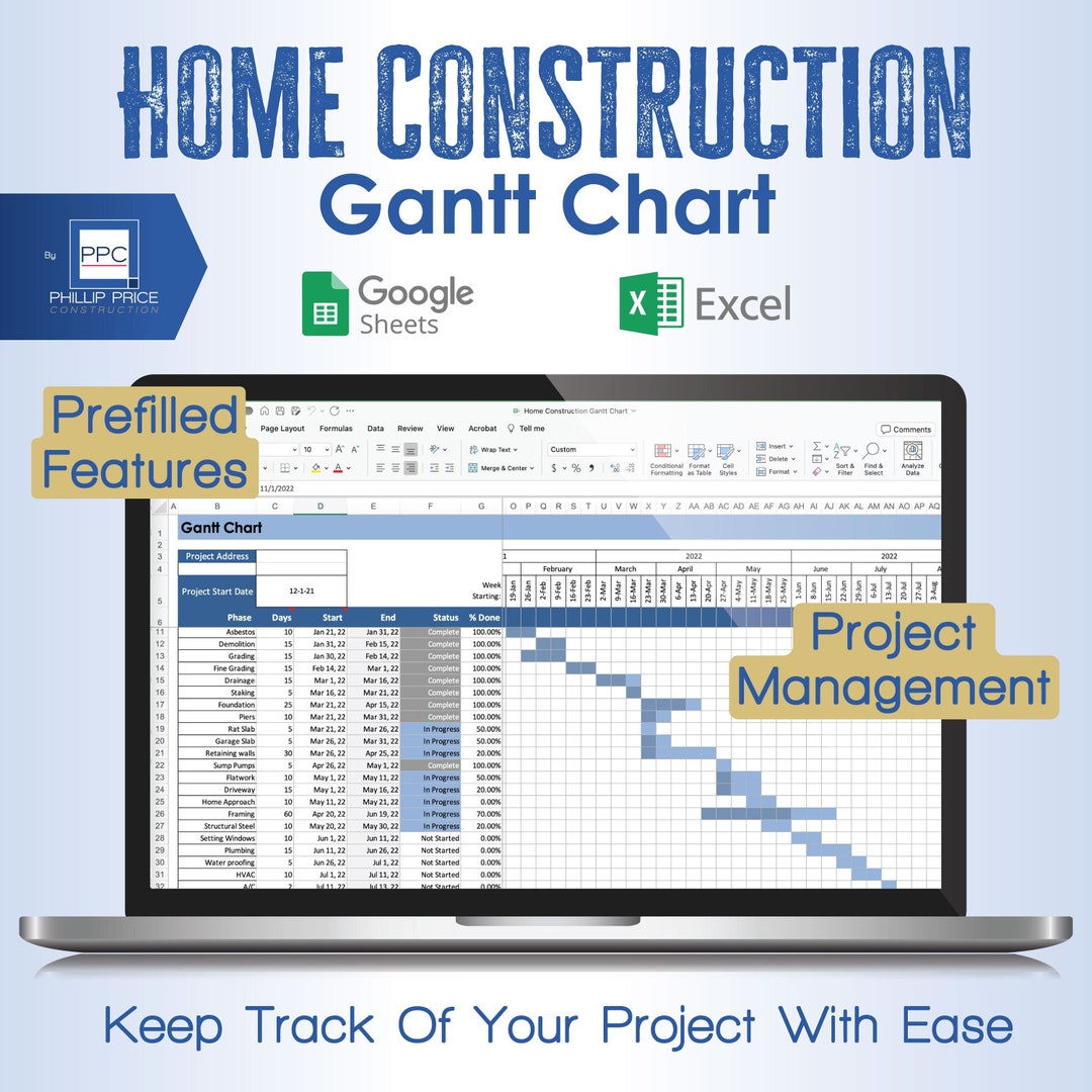 Home Construction Gantt Chart - Etsy