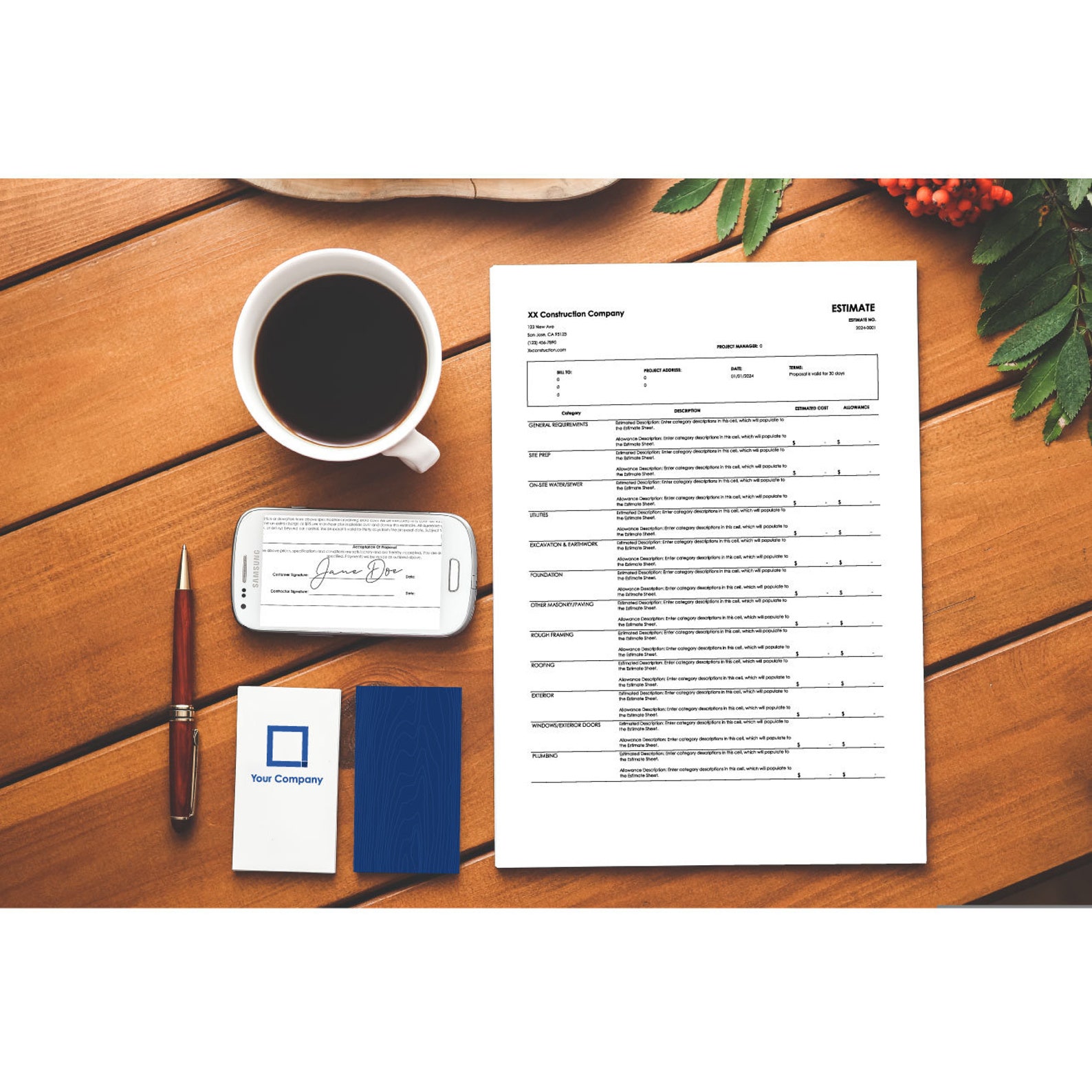 Construction Estimate Calculator Pro, Digital Printable Estimate ...