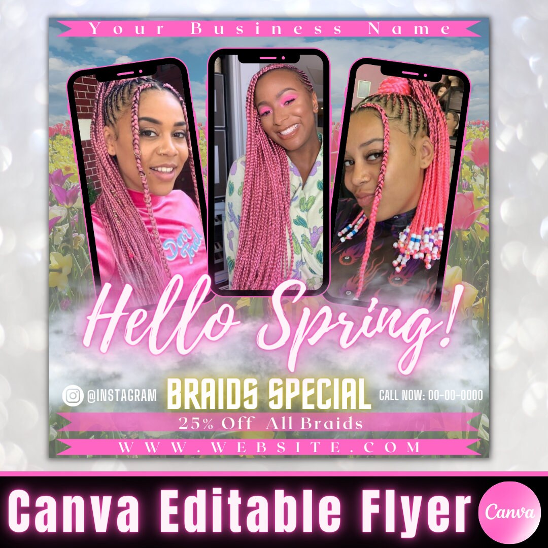 Spring Braid Special Flyer DIY Flyer Braiding Social Media Spring Sales ...