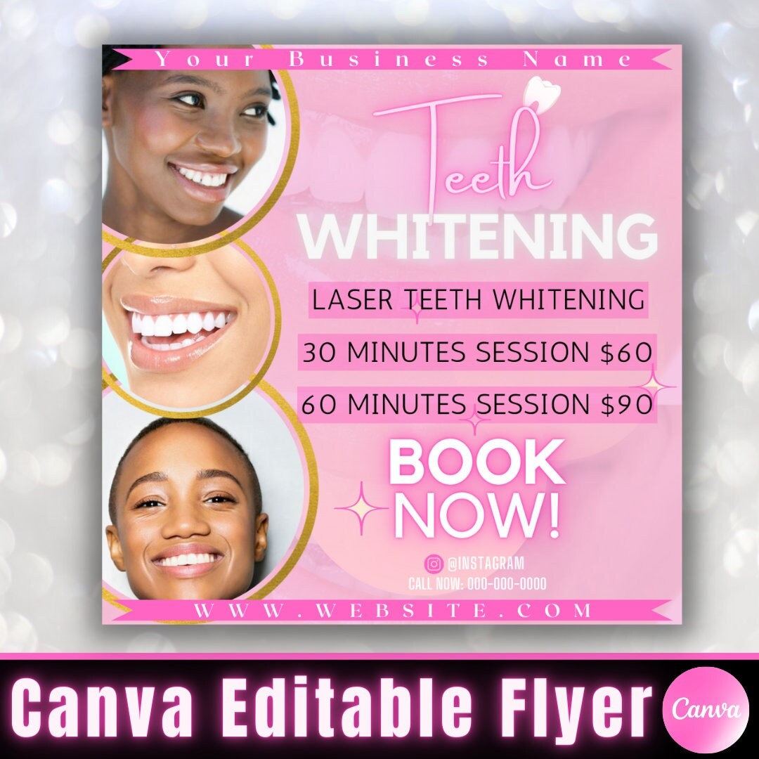 DIY Teeth Whitening Flyers Beauty Templates Canva Editable - Etsy