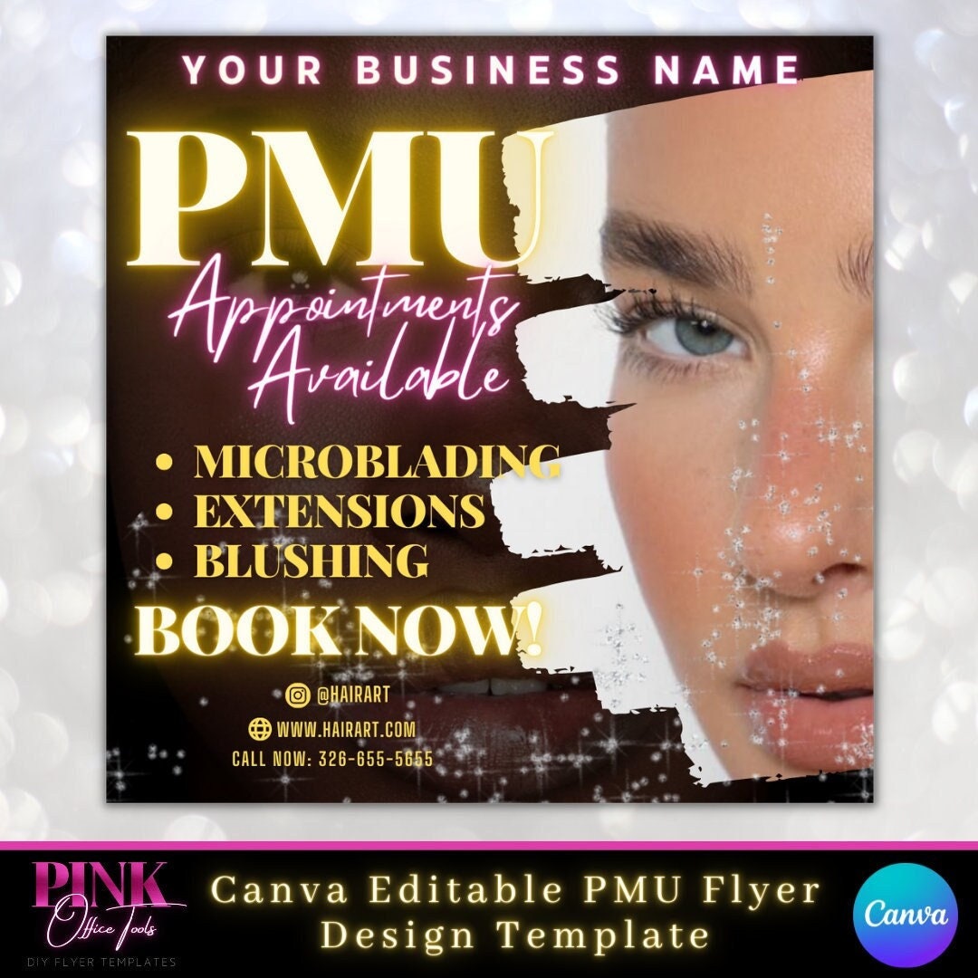 Editable PMU Appointments Available Flyer Template / Microblading ...