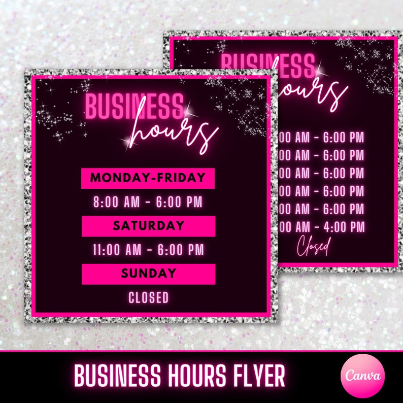 Personalized Business Hours Flyer Template Editable Open and - Etsy