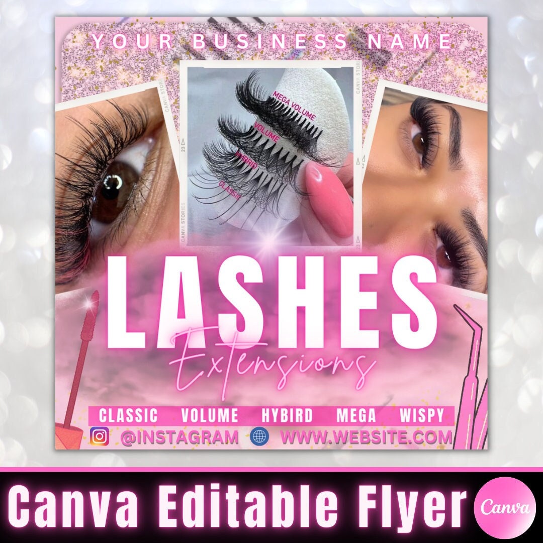 DIY Lash Extensions Technician Flyer Editable Eyelash Training Canva ...
