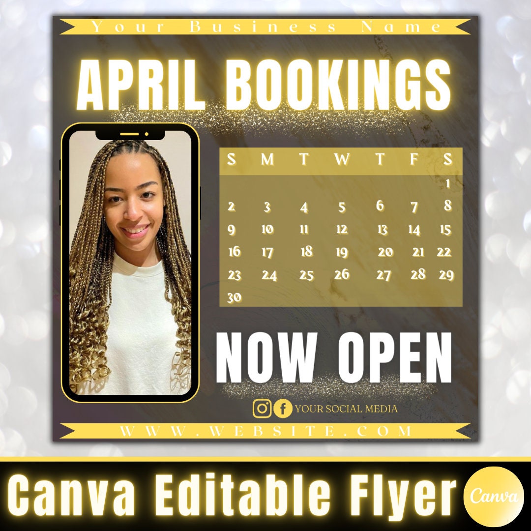 April Booking Flyer April Book Now Flyers April Bookings Open Spring ...