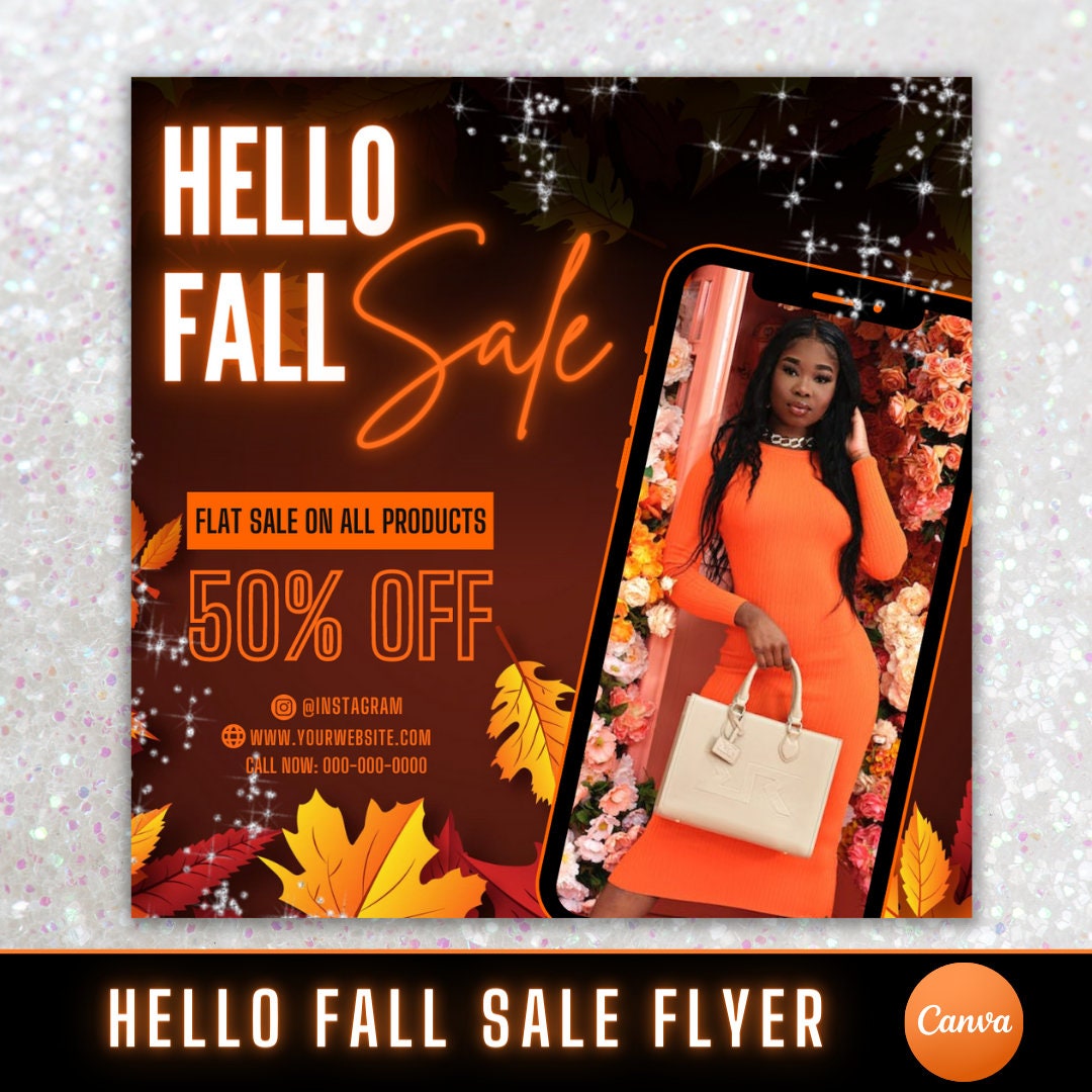 Custom Hello Fall Flyer Template, DIY Autumn Sale Flyer, Social Media ...
