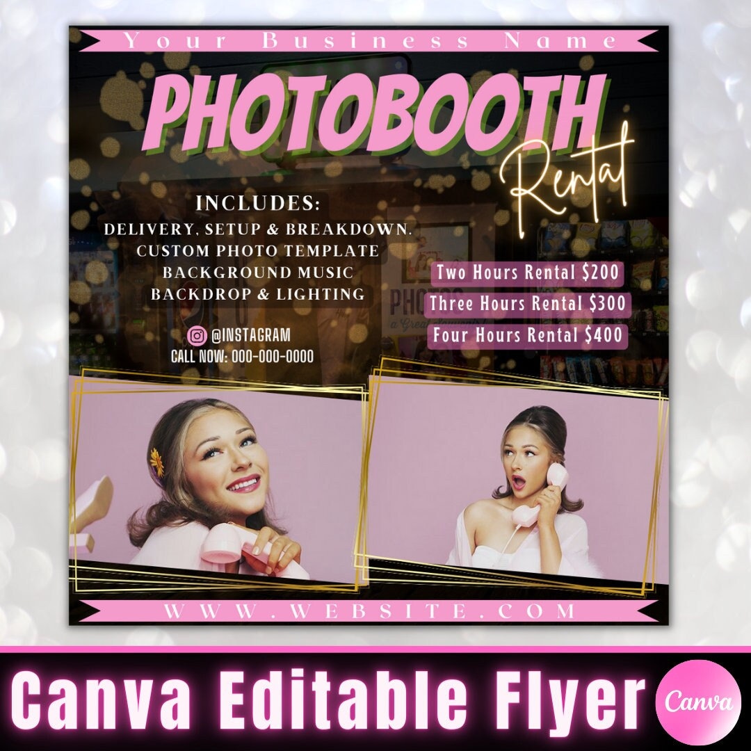 Photo Booth Rental Flyer DIY Event Photography Rental Party Celebration ...