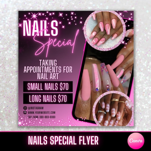 Nail Specials Flyer DIY Glam Appointment Available Template - Etsy