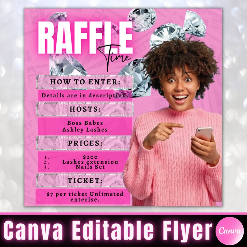 Raffle Flyer Design Template Giveaway Ticket / DIY Business - Etsy
