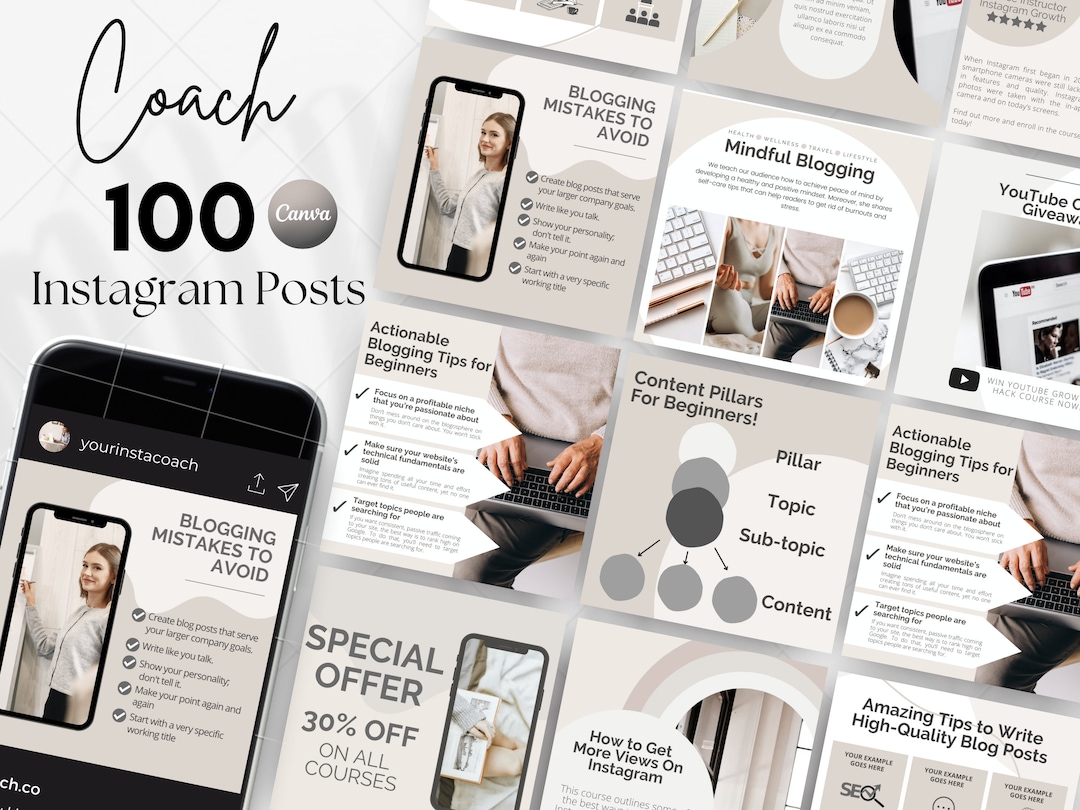 Coach/coaching Instagram Post Templates for Canva Life Coach - Etsy