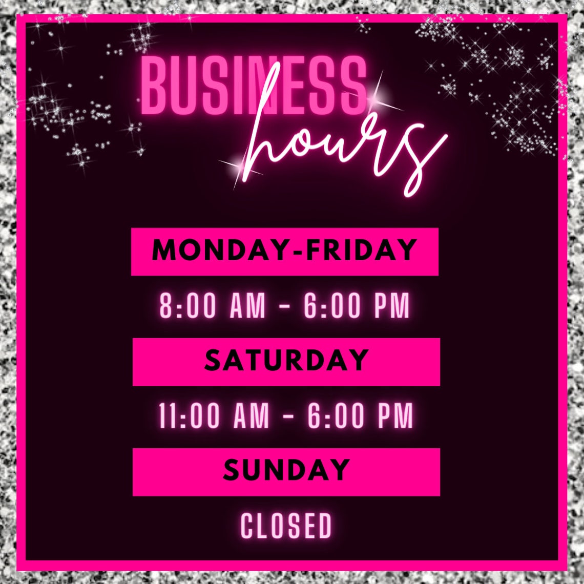 Personalized Business Hours Flyer Template Editable Open and - Etsy