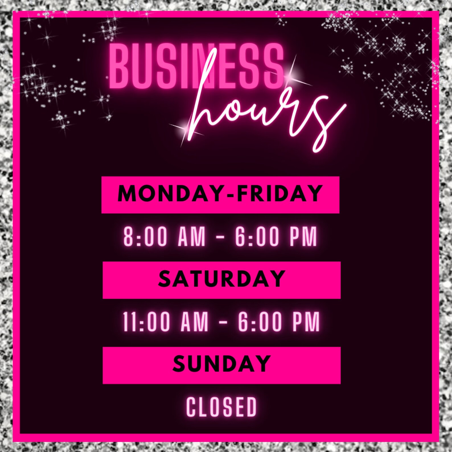 Personalized Business Hours Flyer Template Editable Open and - Etsy
