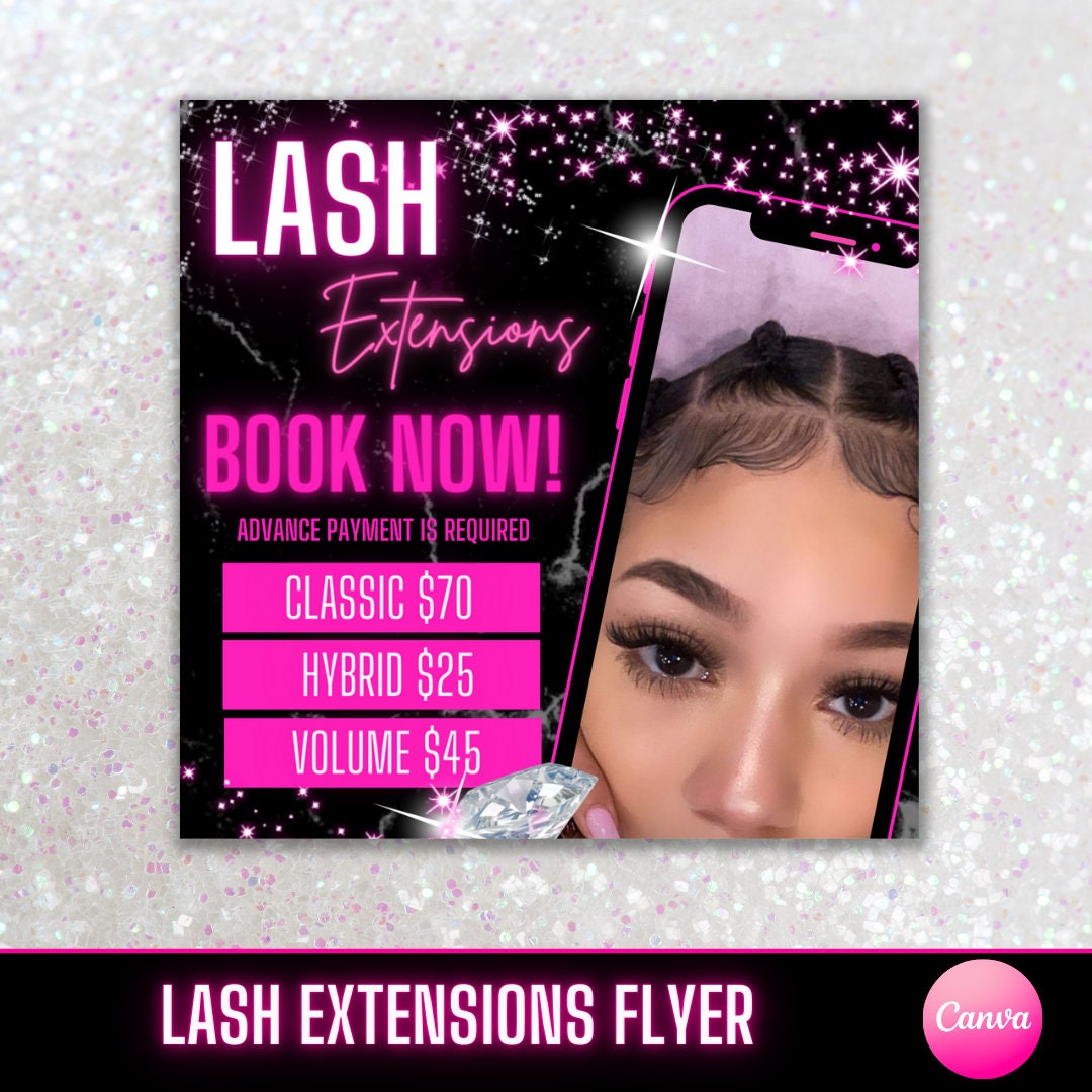 Lash Extension Flyer Price List Template Social Media - Etsy