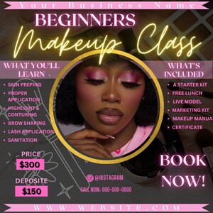 Beginners Makeup Training DIY Social Media Flyer Makeup Tech Course ...