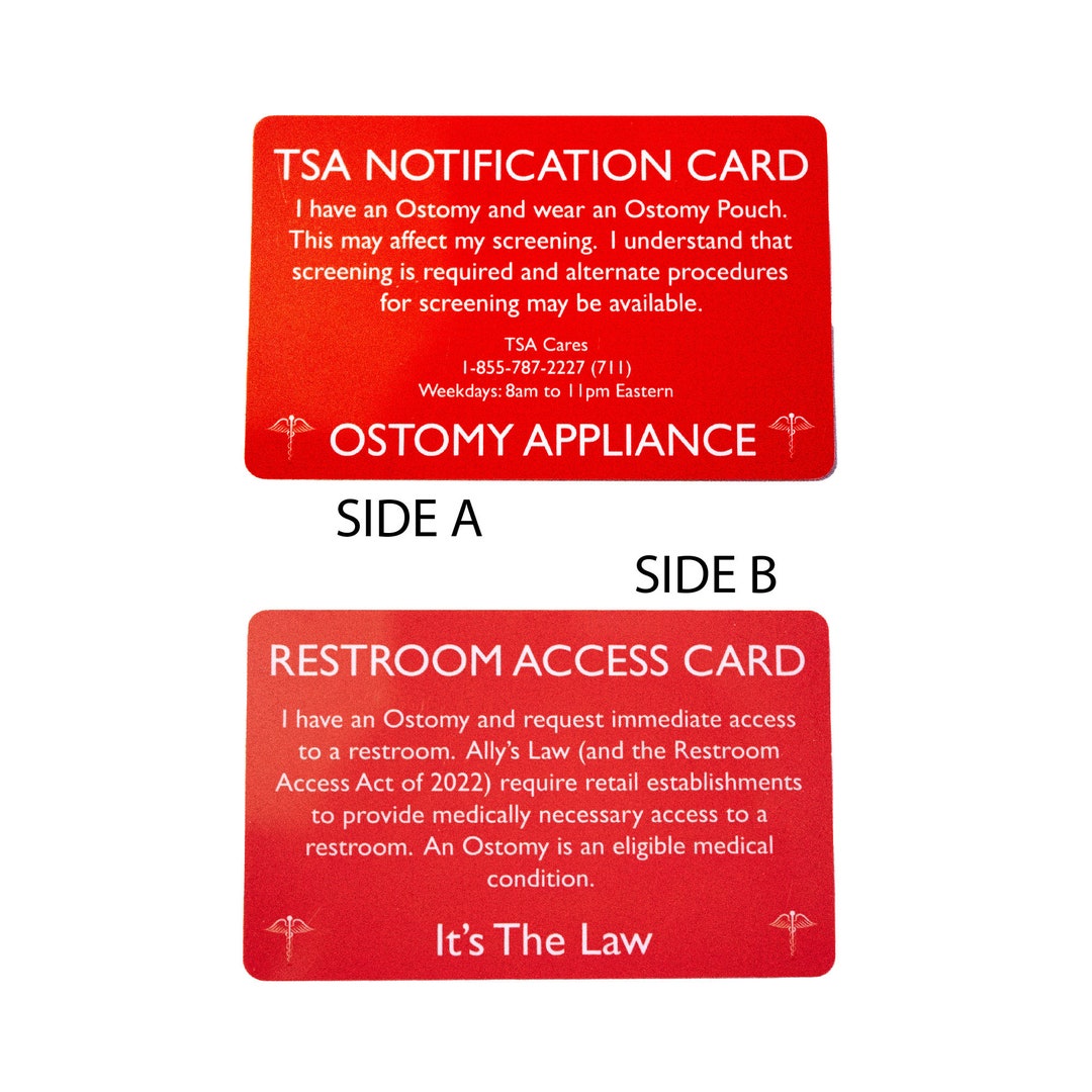 Ostomy & Restroom Access Notification Card - Credit Card / Wallet Sized ...