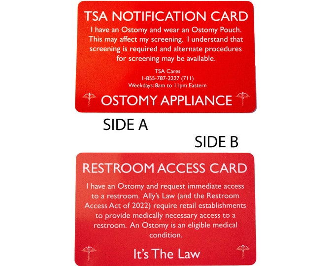 Ostomy & Restroom Access Notification Card - Credit Card / Wallet Sized ...