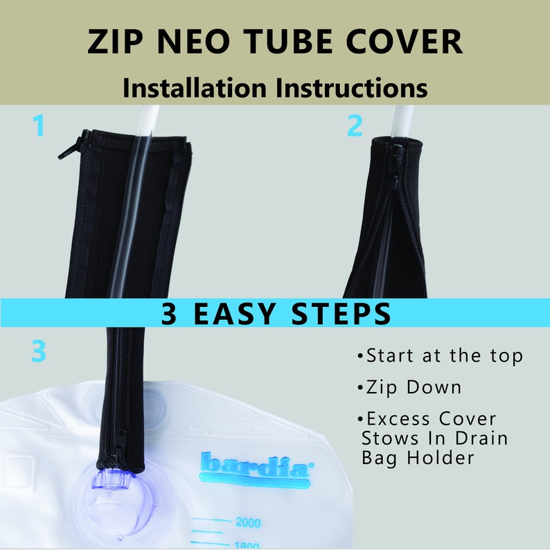 ZIP NEO Urine Drain Bag Tube Cover, Urostomy Tubing Cover, Catheter Tubing Cover - Black - Etsy