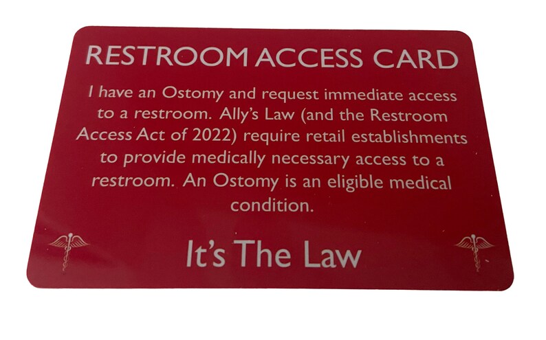 Ostomy & Restroom Access Notification Card Credit Card / - Etsy