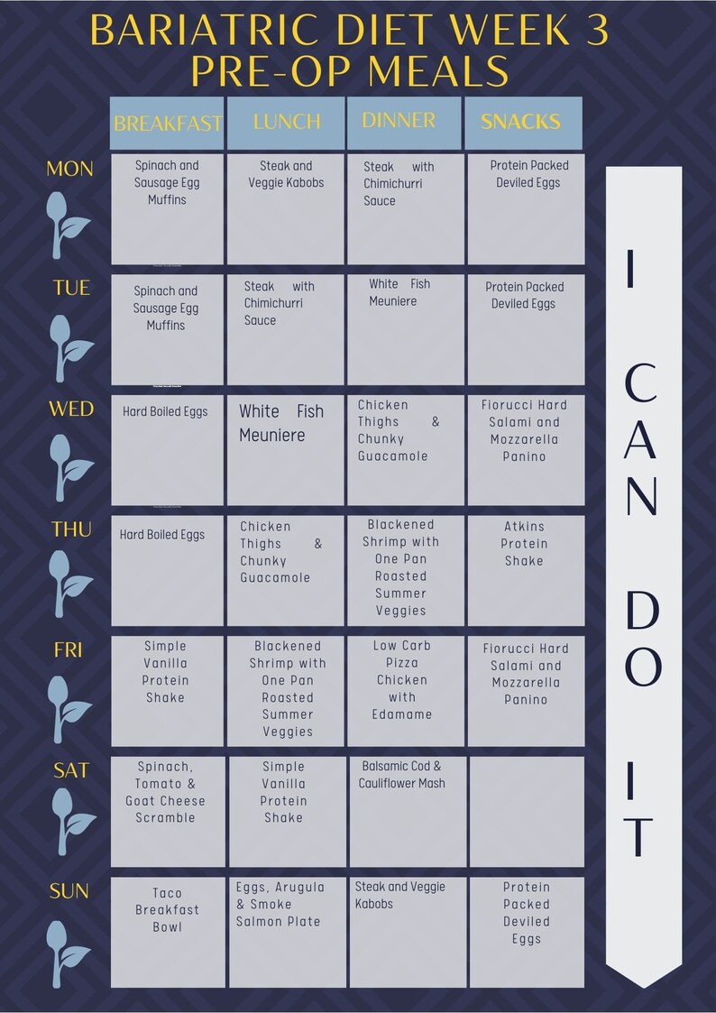 3 Week Pre-op Bariatric Meal Plan/weight Loss "keto" "lowcarb" - Etsy