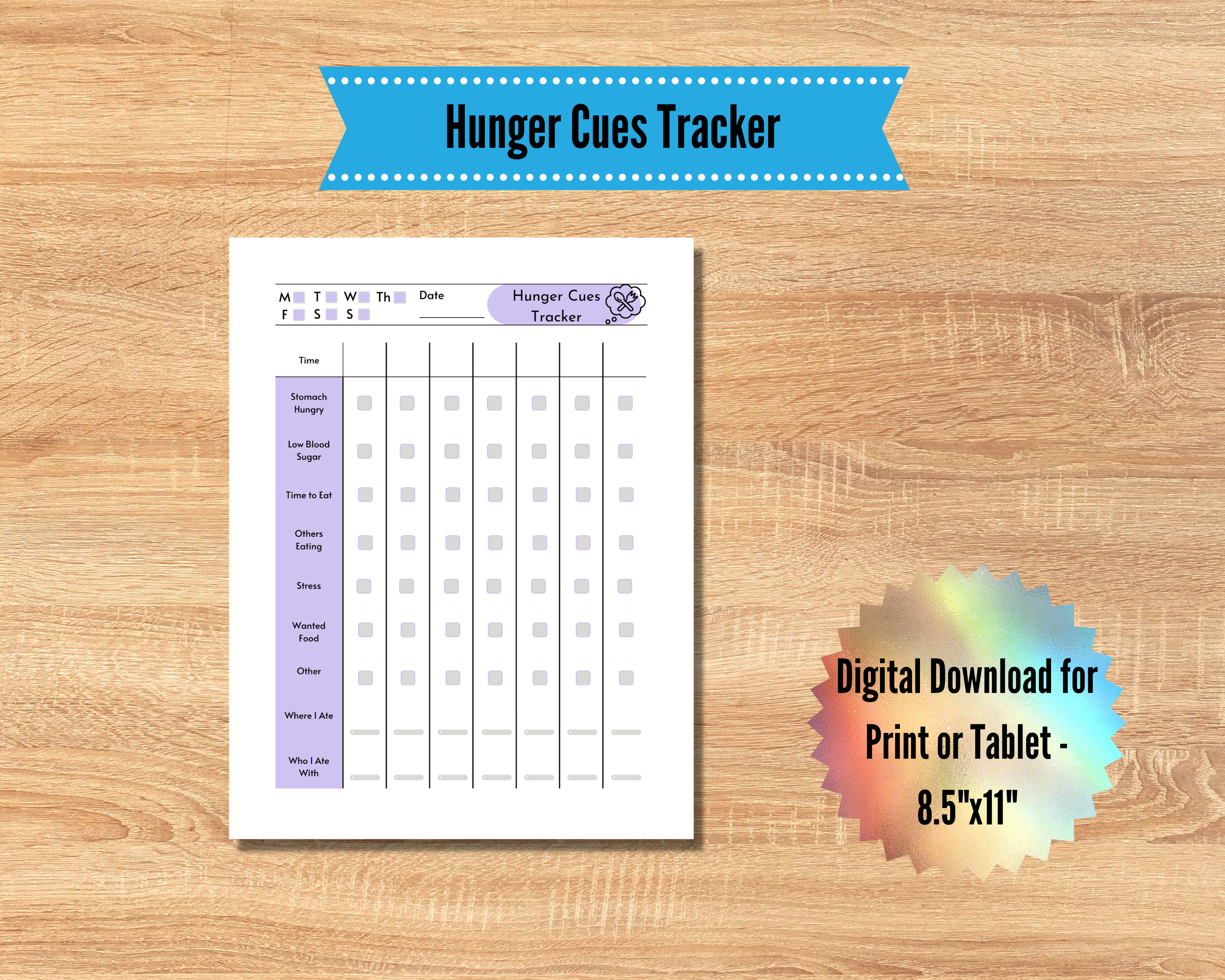 Printable PDF Hunger Cues Tracker for Habit Tracking and Mindful Eating ...