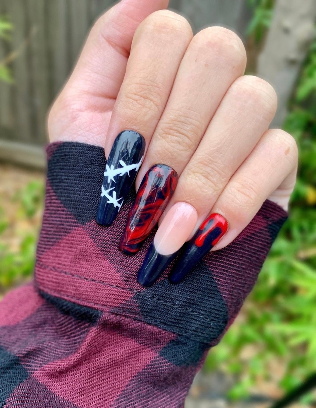 The Devils' Lair • Halloween Design Press-on Nails • Gel • Handmade and ...