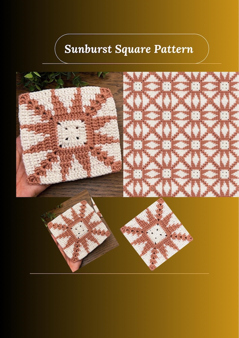 Sunburst Granny Square Crochet Pattern: Two-color PDF Tutorial - Etsy