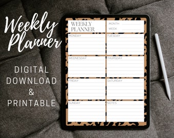 Daily Planner Undated Printable Digital Download Cheetah Print - Etsy