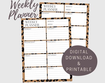 Daily Planner Undated Printable Digital Download Cheetah Print - Etsy