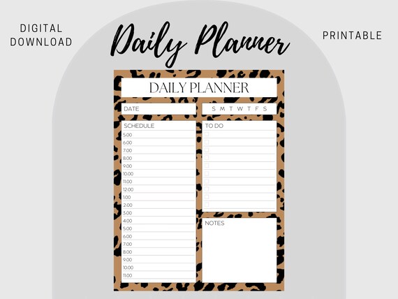 Undated Daily Planner Printable Digital Download Cheetah Print - Etsy