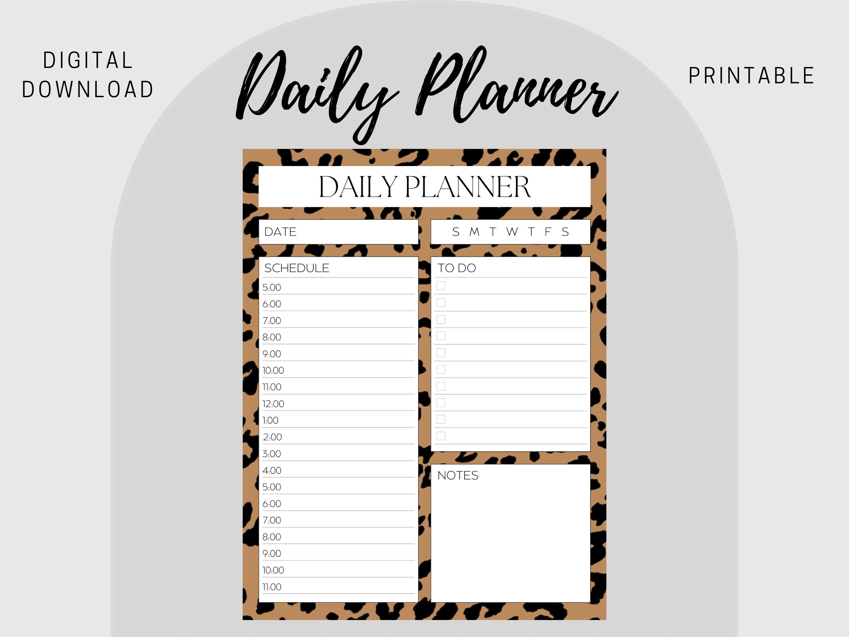 Undated Daily Planner Printable Digital Download Cheetah Print - Etsy