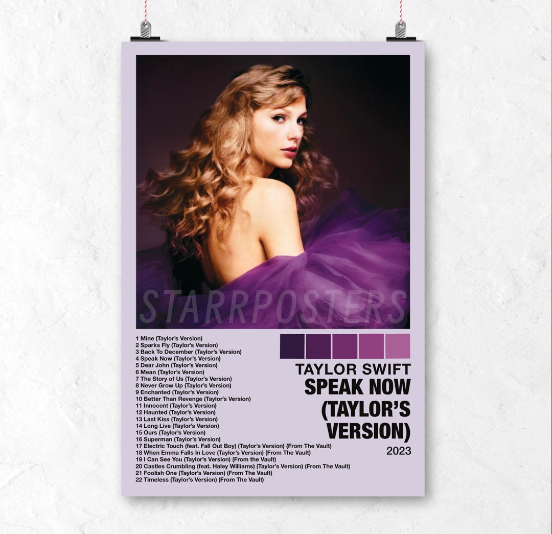 Taylor Swift Poster / Speak Now taylor's Version Poster and Track List ...