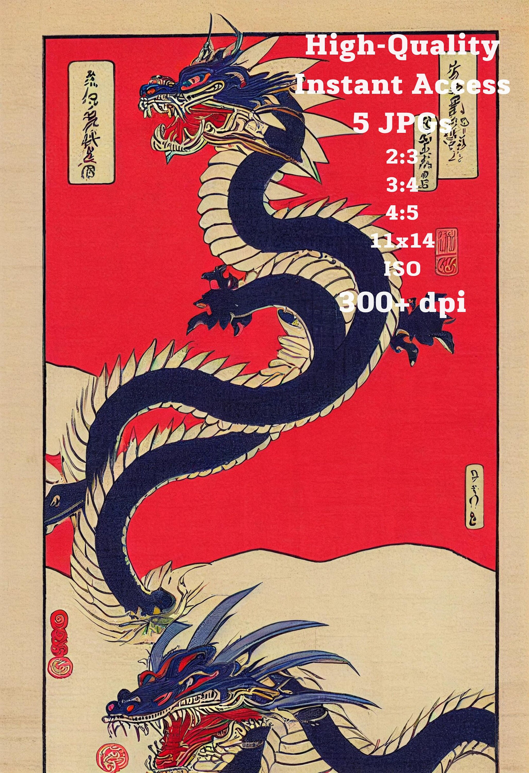 Ukiyo-e Print Old, Ukiyoe Dragon Art Poster, Ukiyo-e Woodblock Prints ...